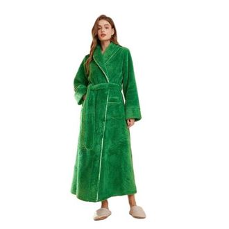 Generic QXDZSW Femmes Automne et Hiver Chaud Long Flanelle &Eacute;pais Couple Peignoirs de bain Hommes Femmes Pyjama Douche Peignoir Serviettes de bain, Vert clair 