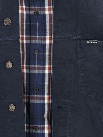 Balenciaga Patched Denim Jacket - navy