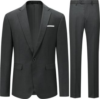 AlltheMen Anzug Herren Anz&uuml;ge Slim Fit 2 Teilig f&uuml;r Business Herrenanzug Sakko Hose Grau 3XL