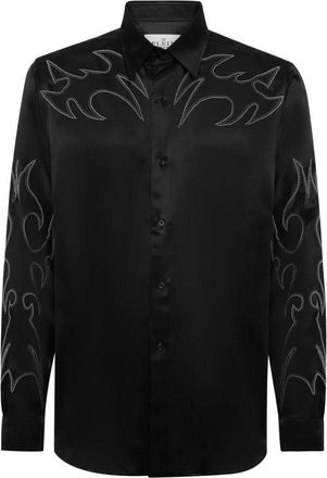 Philipp Plein Homme, Chemises, Noir, Taille: 3XL Chemise Embellished Texas
