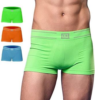 Luigi di Focenza Boxer homme en microfibre &eacute;lastique sans couture, confortable et bon soutien, multipack de 3 pi&egrave;ces en diff&eacute;rentes couleurs, fabriqu&eacute; en Italie, Vert 