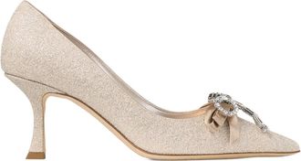 Jimmy Choo London Auria Pumps mit Kristallschleife 70mm - Gold