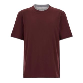 Brunello Cucinelli T-Shirt mit Lagen-Optik - - Tops - Herren - Rot - M