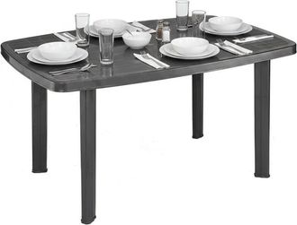 Dmora Garten-/Terrassentisch Greggs, 6 Sitze, max. 137 cm, Made in Italy, glatte Oberfl&auml;che, 137x85x72h cm Anthrazit