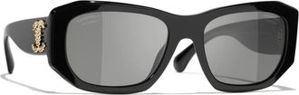 Chanel Rechteckige Sonnenbrille - - Accessories - Damen - Schwarzk - 55 MM