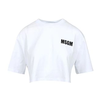 Msgm Cropped T-Shirt - - Tops - Damen - Wei&szlig; - S