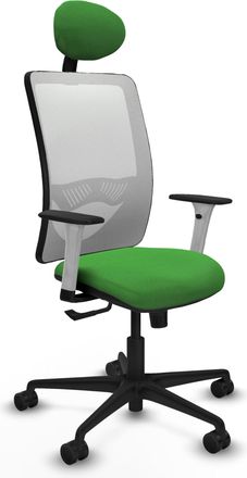 Piqueras y Crespo B&uuml;rostuhl Zulema mit wei&szlig;en und schwarzen Armlehnen und festem Kopfteil, ausgestattet mit Sincro 3 Positionen und Schneideschaum, Wei&szlig;/Gr&uuml;n