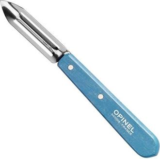 Opinel Opinel Couteau à éplucher en acier inoxydable Sandvik pour droitiers et gauchers - Manche en bois de hêtre bleu clair - Taille unique