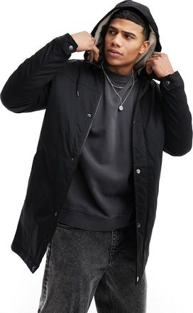 Only & Sons Only & Sons - Parka in Schwarz mit Kapuze mit Teddyfutter