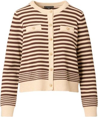 Adrianna Papell Strickjacke Crew Neck Button Front Striped Pointelle Long Sleeve Sweater Elegant, modern, stilvoll