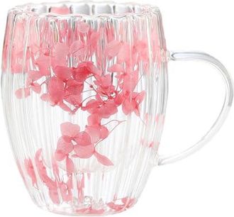 Generic Tasses en verre &agrave; fleurs s&eacute;ch&eacute;es de 350 ml, tasses en verre &agrave; double paroi, tasse &agrave; th&eacute; en verre &agrave; double paroi, tasses &agrave; boisson &agrave; fleurs s&eacute;ch&eacute;es, ta