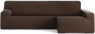 Eysa Bi-elastischer Sofabezug für Chaiselongue, mit langem Arm, rechte Seite rechts, Farbe Braun, Design Harlem