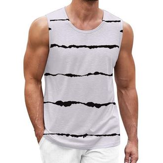 Generic D&eacute;bardeurs ray&eacute;s pour hommes d&eacute;t&eacute; de couleur unie assortie imprim&eacute;s loisirs vacances d&eacute;bardeur sans manches pour hommes chemises sans manches, gris, 3