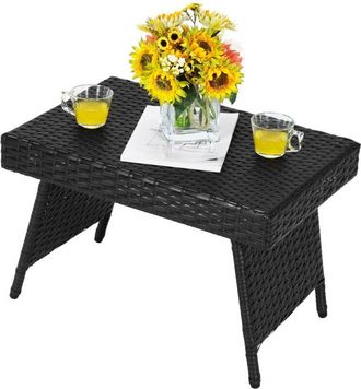Costway Table basse rotin, table basse pliante, table basse tress&eacute;e, table dappoint, table dappoint d e jardin, table dappoint ext&eacute;rieure, petite table