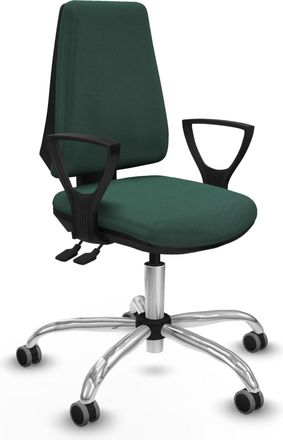 Piqueras y Crespo Elche Stuhl mit Rollen f&uuml;r PC mit festen Armlehnen, ausgestattet mit Asincro und Schneidschaum, Flaschengr&uuml;n