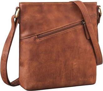 STILORD Stella Sac Bandouli&egrave;re Cuir Femme Petit Sac a Main Femmes Besace Vintage Sacoche pour iPad Tablette 10.1 Pouces Cuir V&eacute;ritable, Couleur:Brandy - Cogna