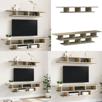 vidaXL Wohnwand Sonoma-Eiche Holzwerkstoff - TV Schrank - Wandregal - Holzregale - Wohnzimmer Dekoration - M&ouml;bel - Home & Living