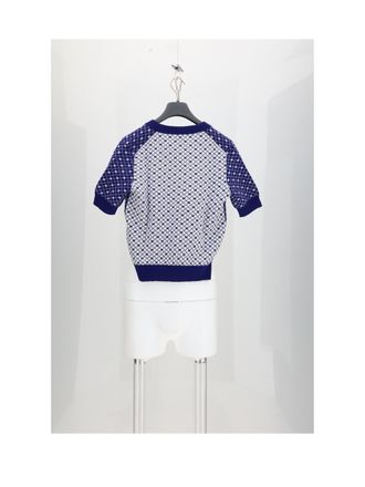 Dior Womens Jacquard Knit Ba-Cannage Blue General Polyamide Knitwear Sweater