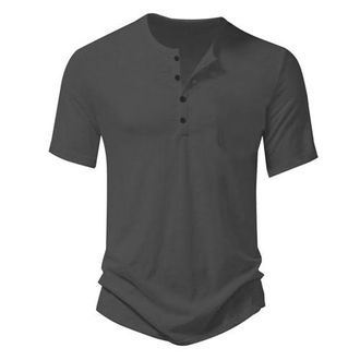 Generic NAFING Tee Shirt Homme &Agrave; Manches Courtes Classique Tshirt Homme L&eacute;ger Respirant Fashion Mode T Shirt Compression avec Bouton Slim &Eacute;t&eacute; Athl&eacute;tique Hauts