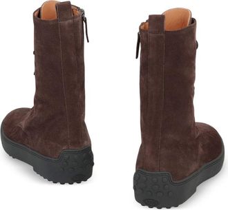 Tod's Suede Lace-Up Boot - Brown