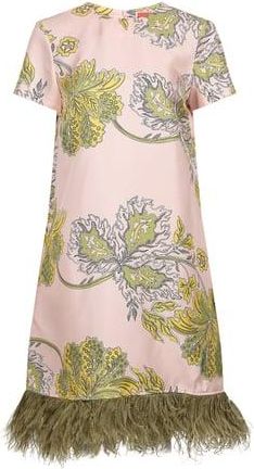 La DoubleJ Robe MINI SWING en soie avec plumes
