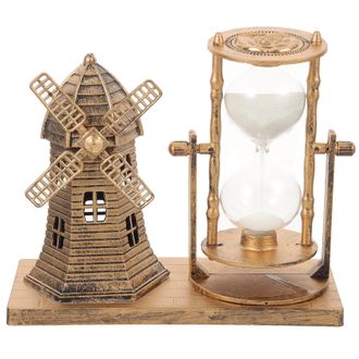 NUOBESTY MUCKLILY Vintage Sanduhr Tischdekoration mit Leuchtturm Retro Deko Kunstwerk f&uuml;r B&uuml;ro Wohnzimmer Kompakte Stabile Desktop Verzierung in Gold Geschenk 