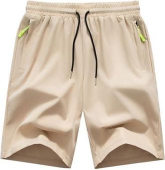 Generic Pantalon de jogging pour homme - Short d&eacute;t&eacute; d&eacute;contract&eacute; extensible - Taille &eacute;lastique avec poches zipp&eacute;es - Cordon de serrage - Pantalon de jogging d&eacute;