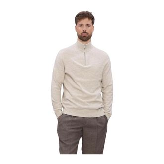 Profuomo Pullover mit halbem Rei&szlig;verschluss - - Knitwear - Herren - Beige - 2XL