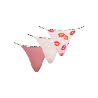 Moschino Femme, Sous-v&ecirc;tements, Rose, Taille: 44 FR Lot de 3 strings en microfibre