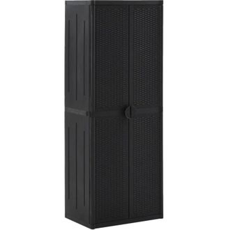 vidaXL Gartenschrank Schwarz 65x45x172 cm pp Rattan - Vidaxl