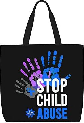 Generic Sac Fourre-Tout Mois De Sensibilisation &Agrave; La Maltraitance Des Enfants Femmes Sac &Agrave; Bandouli&egrave;re R&eacute;utilisable De Grande Capacit&eacute; Sacs En Toile, Pour Voy