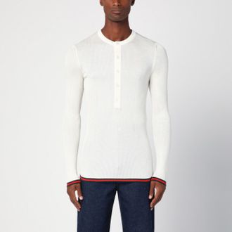 Gucci Wei&szlig;er Pullover aus Seide mit Webband