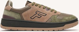 Faguo Baskets en cuir marron et kaki