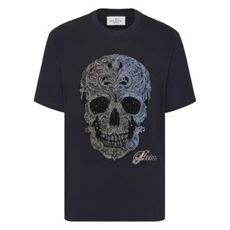 Philipp Plein Degrade Rundhals-T-Shirt Skull - - Tops - Herren - Blau - M