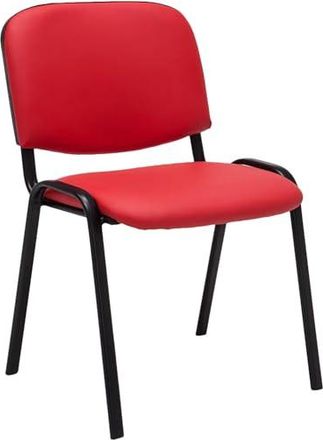 Clp Chaise Visiteur Empilable Ken Similicuir I Chaise de Reception Confortable avec Dossier Pieds en M&eacute;tal Robuste I Couleur:, Couleur:Rouge