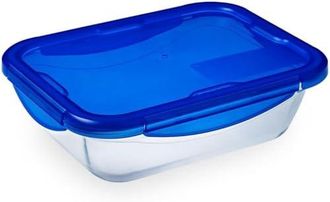 Pyrex Dajar Cook & Go Glasbeh&auml;lter mit Deckel Cook und Go, 0,8 L, Glas, Blau/transparent, 2.21 cm, 20,6 x 15,5 x 5,9 cm