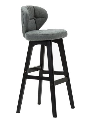 Generic Barhocker, St&uuml;hle Nordischer Barstuhl mit R&uuml;ckenlehne, schwarzen Holzbeinen, Stoffsitzkissen, hoher Hocker, K&uuml;chen- und Tresenstuhlst&uuml;hle