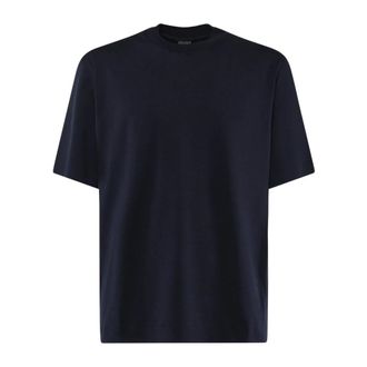Ermenegildo Zegna Blaues Baumwoll-T-Shirt mit Rundhalsausschnitt - - Tops - Herren - Blau - S
