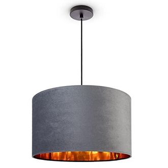 Paco Home Suspension Salon Abat-Jour Velours Vintage Monochrome E27 C&acirc;ble Textile 1,5 m Raccourcissable