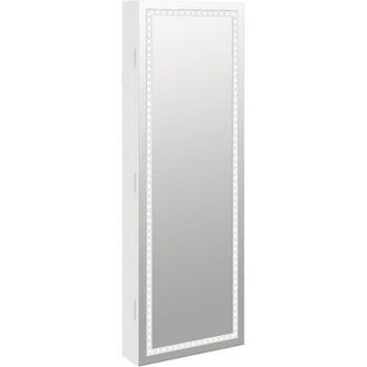 vidaXL Armoire &agrave; bijoux avec miroir et &eacute;clairage led mural blanc Vidaxl