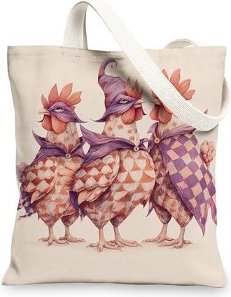 Generic Sacs fourre-tout fantaisistes en toile, sacs dépicerie réutilisables, légers et lavables avec bandoulière, Beige, 13x15 Inch
