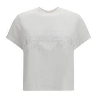 Alexander Wang T-shirt en coton avec logo en cristaux Hotfix - Femme - Tops - Blanc - Taille: 38 FR
