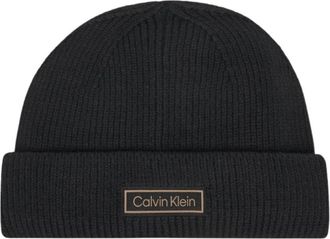 Calvin Klein unisex, Accessoires, Noir, Taille: ONE Size Patch Chunky Rib Docker Beanie