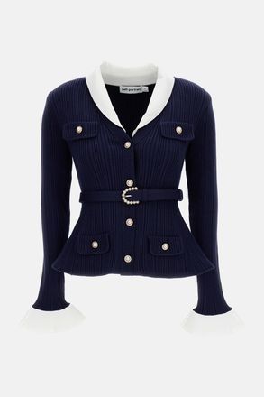 Self Portrait Cardigan Aus Rippenstrick