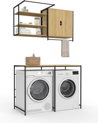 IDMarket Set für Waschmaschine und Trockner DETROIT Industriedesign