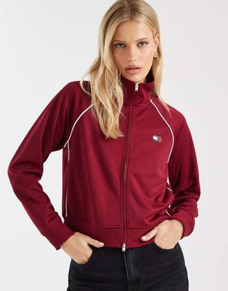 Tommy Jeans Sportjacke in Rot mit Aufn&auml;her