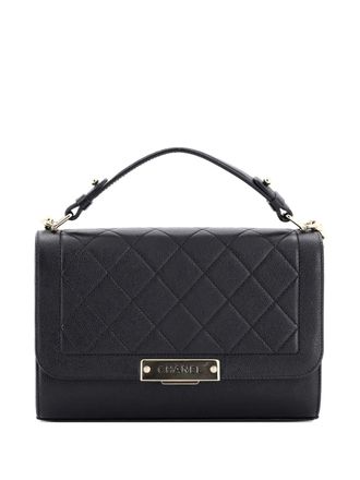 Chanel Label Click Flap Bag Quilted Calfskin Medium satchel - Noir