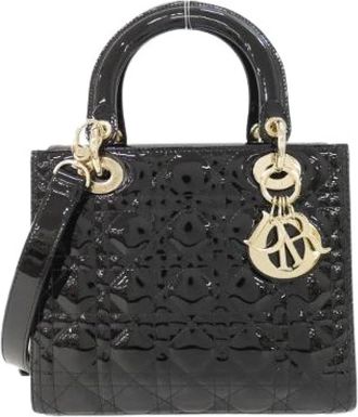 Dior Pre-owned Sac Lady Dior Cuir Verni - Femme - Pre-owned - Noir - Taille: ONE Size