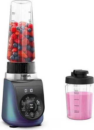 T-fal Blend Up Mini-Mixer, 8 automatische Programme, Pulsfunktion, abnehmbare Powelix-Klingen, inkl. 2 On-the-Go-Flaschen (400 + 700 ml), Silence-Modus, kom