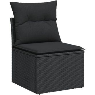 vidaXL Gartensofa ohne Armlehnen mit Kissen Schwarz Poly Rattan Vidaxl